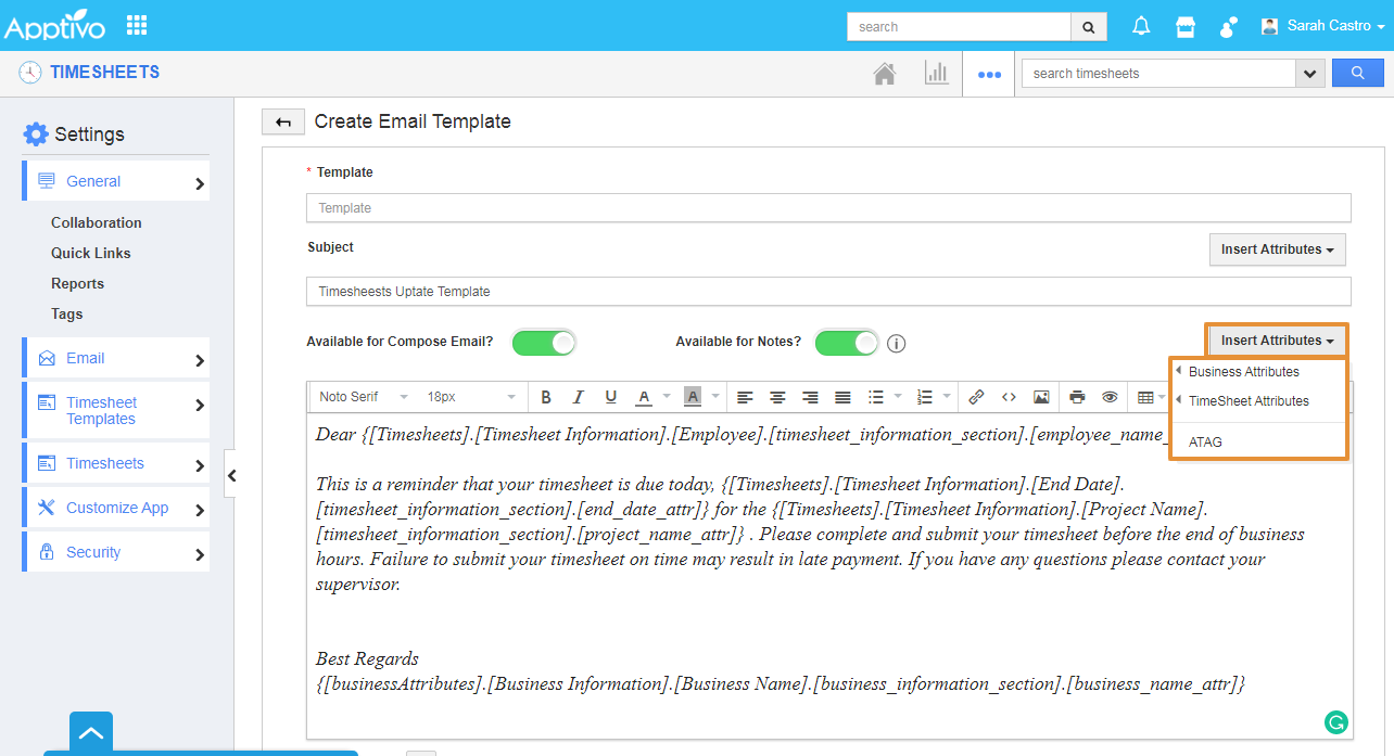 How Do I Create Email Template In The Timesheets App Apptivo FAQ How Do I Create Email Template In The Timesheets App Apptivo FAQ